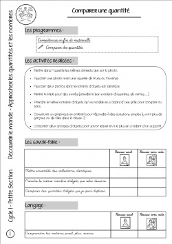 Comparer des quantités PS - La vie de classe d'une maîtresse de maternelle