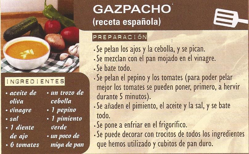 La receta del gazpacho - Productions écrites et orales, en espagnol ...