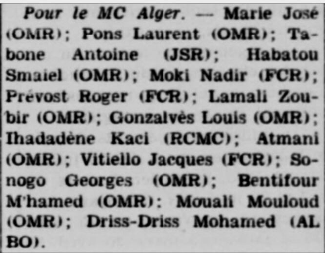 MCA 1937-1938 - Mouloudia Club Algérois