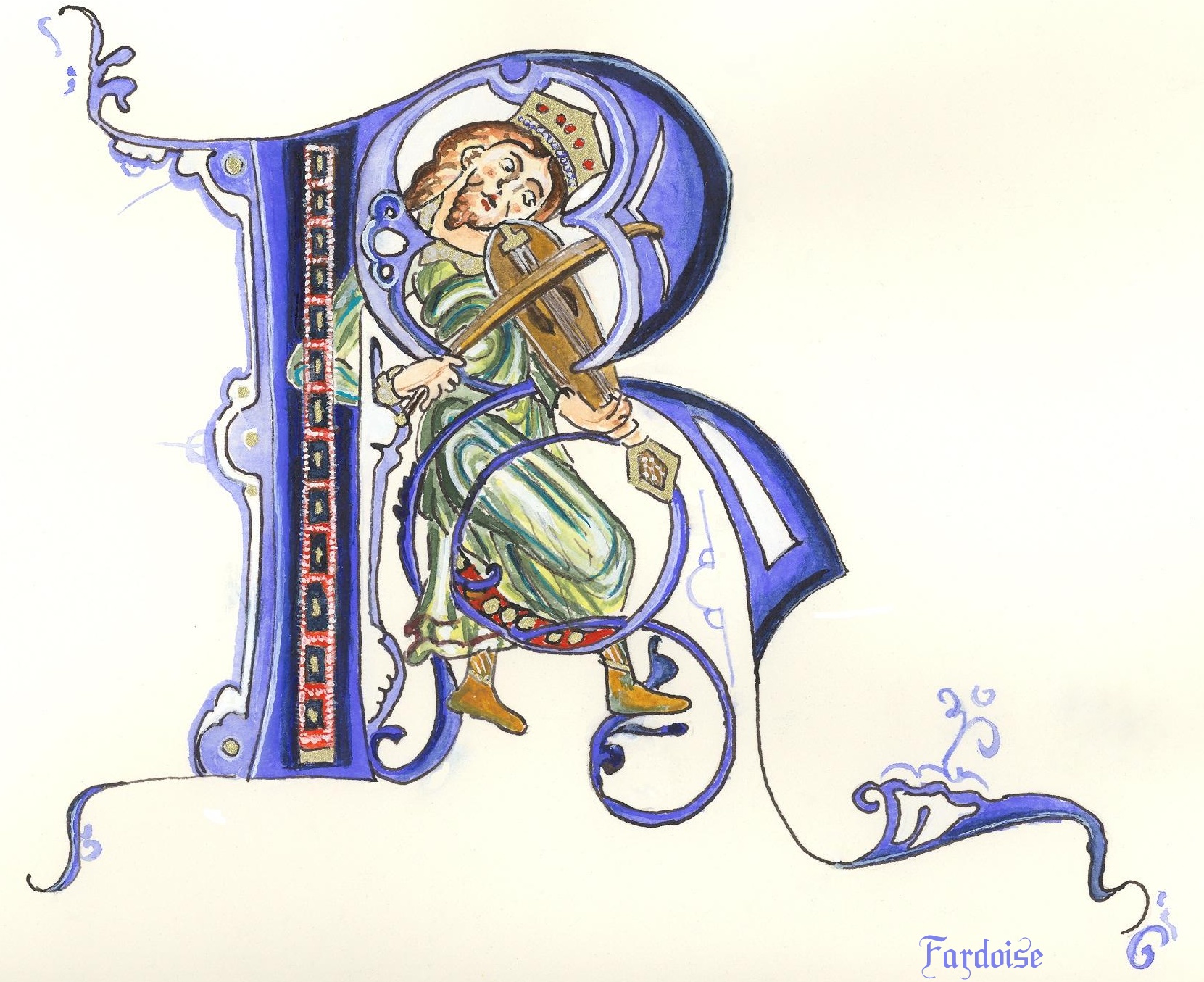 Enluminure lettrine P - Chez careli