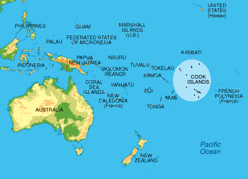Les Îles Cook Montagnes Carte